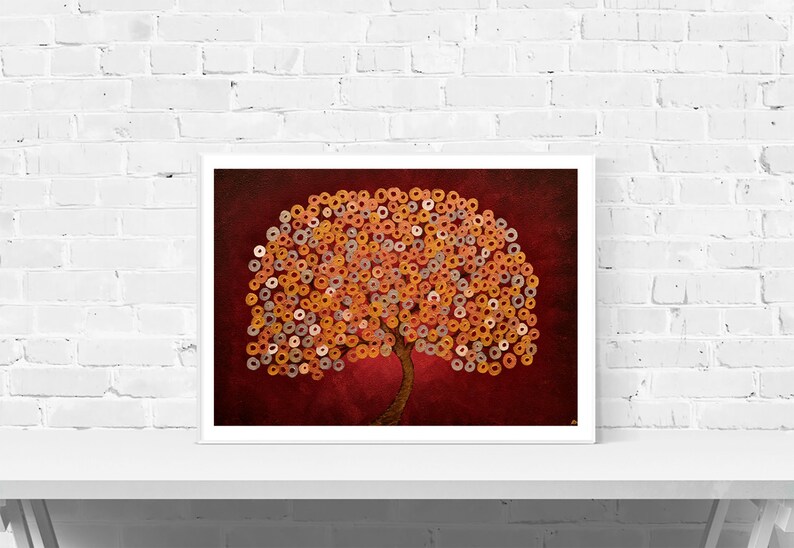 Red Abstract Tree Print Red Wall Art Print Red Tree Print - Etsy