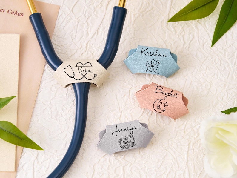 Custom Engraved Leather Stethoscope ID Tag, Personalized Nurse Doctor ...