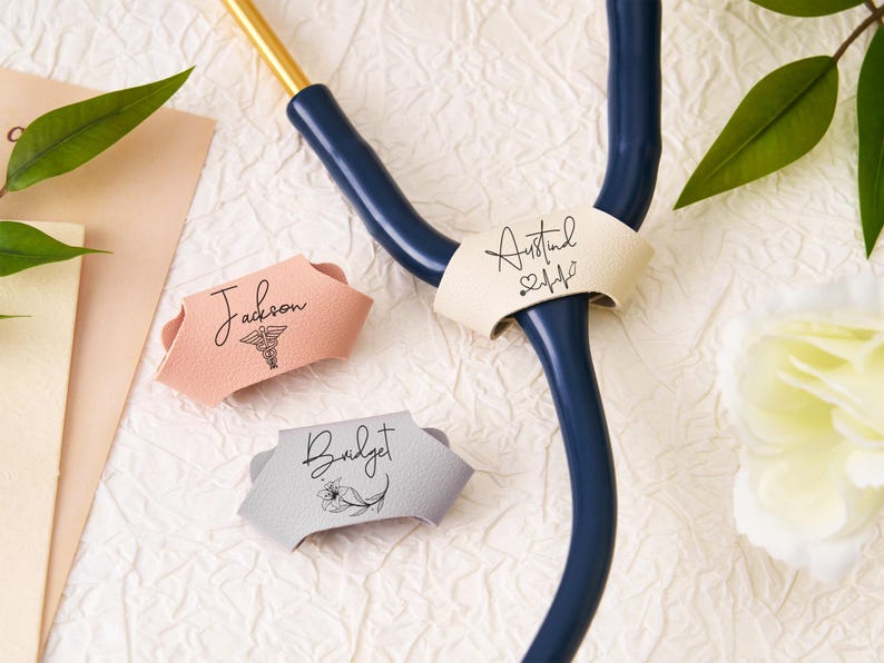 Custom Engraved Leather Stethoscope ID Tag, Personalized Nurse Doctor ...