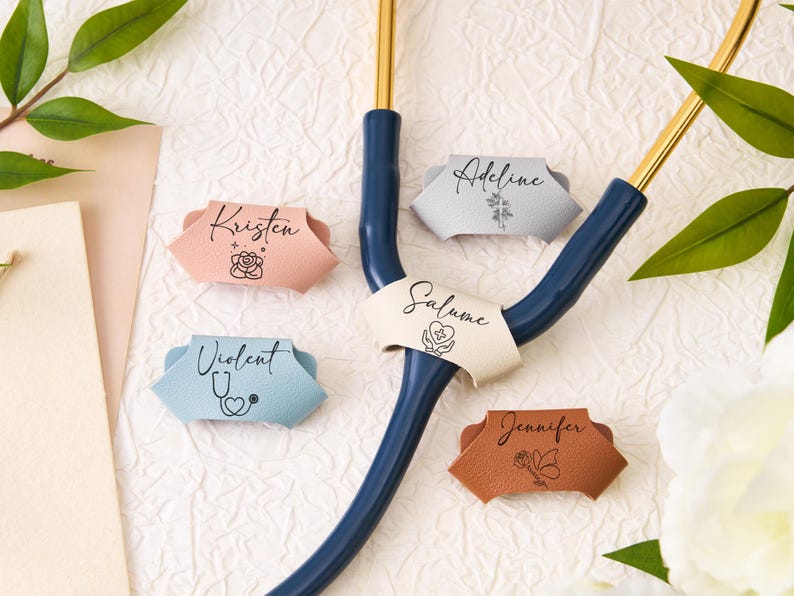 Custom Engraved Leather Stethoscope ID Tag, Personalized Nurse Doctor ...
