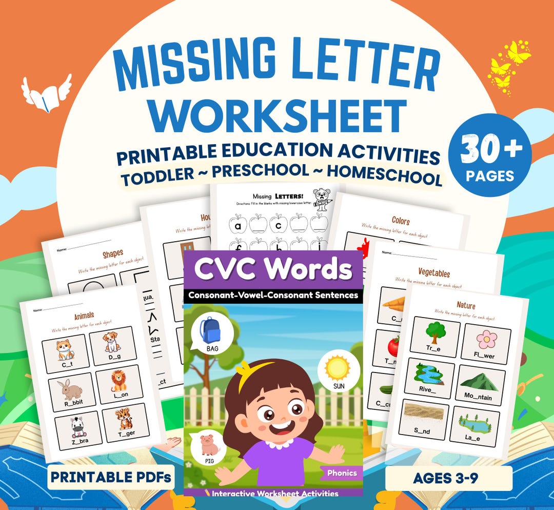Missing Letter Sound Worksheets Beginning, Middle & Ending Letters ...