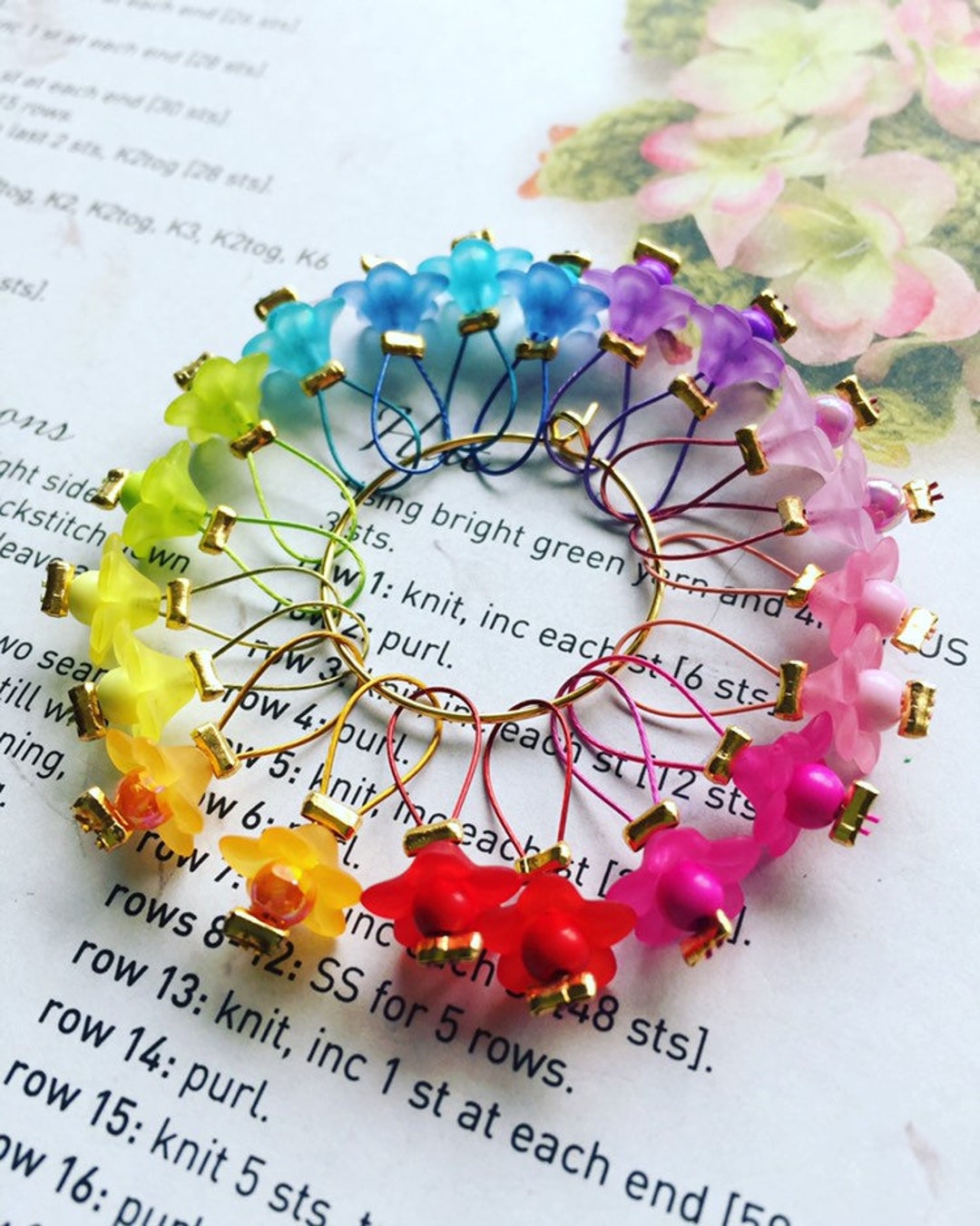 Loop Knitting Stitch Markers Set of 20 Forever Flowers - Etsy