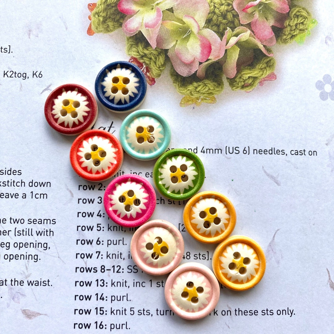 Wooden Buttons 15mm Bright Daisies Set of 10 - Etsy