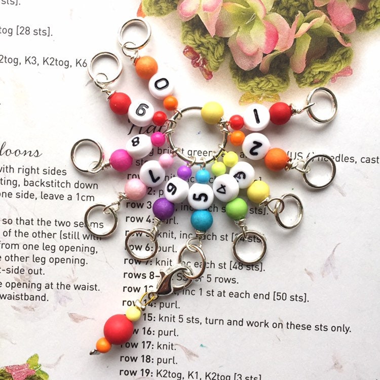 Knitting Row Counter Handmade Numbered Rainbow Rings - Etsy