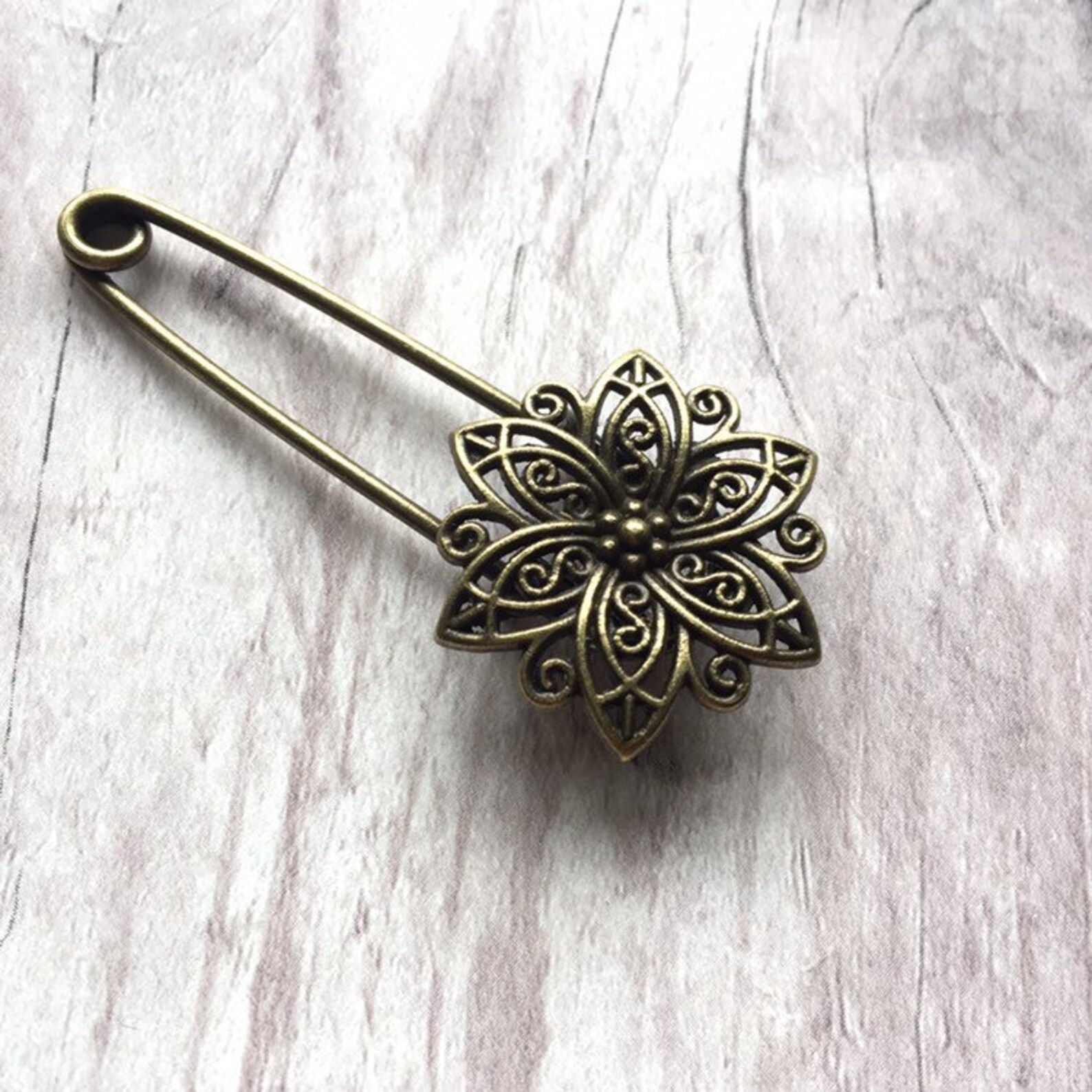 Shawl Pin/ Brooch Filigree Flower | Etsy