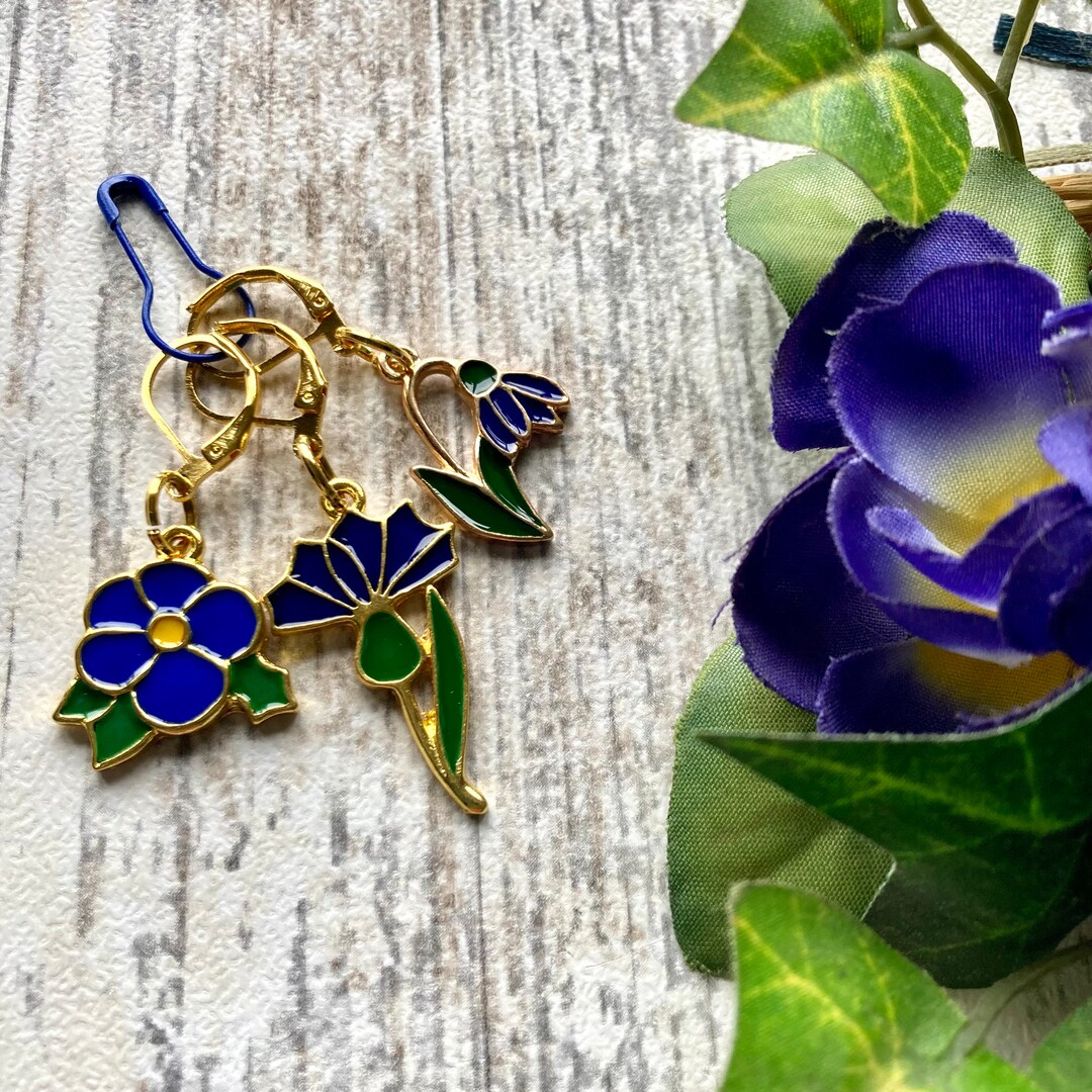 Progress/ Crochet Markers Set of 3 Enamel Spring Flowers - Etsy
