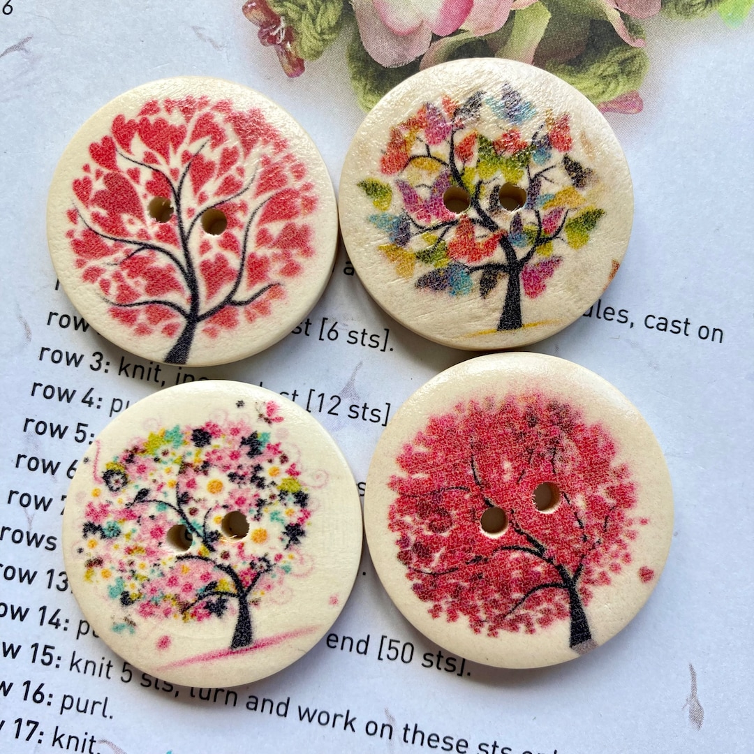 Wooden Tree Buttons 30mm - Set of 4 - Etsy
