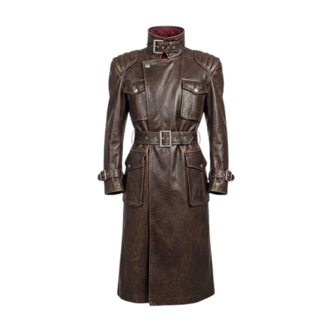Victorian Steampunk Leather Coat for Men – Gothic Pirate Trench – Retro ...
