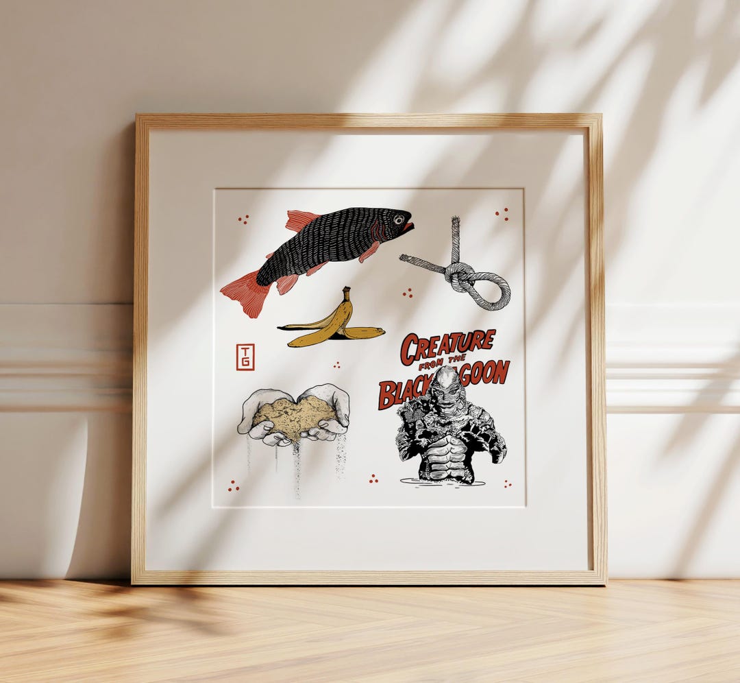 Flash Sheet Art: Slippery Design - Vintage Horror Tattoo Style - Etsy