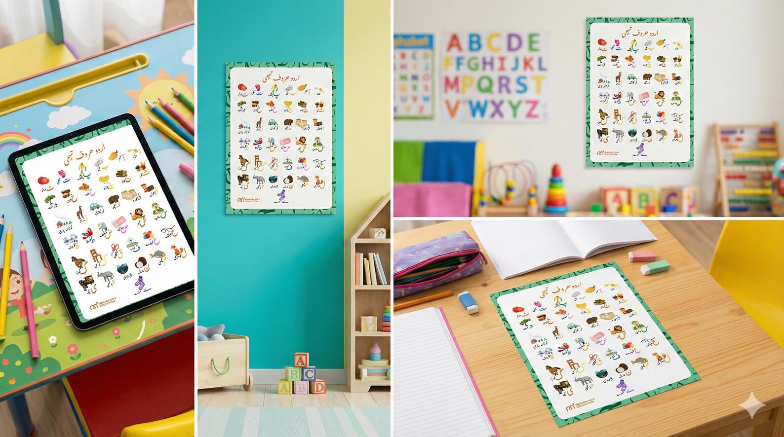 Urdu Alphabet Flashcards & Chart for Kids | Haroof-e-tahaji Printable ...