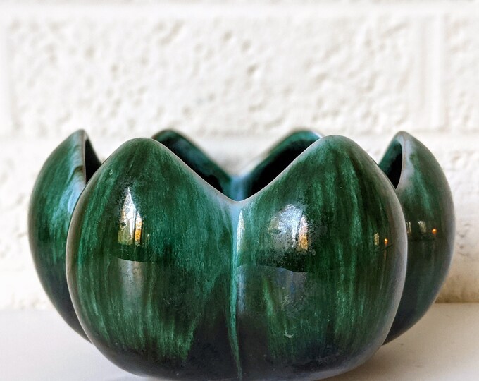 Vintage Blue Mountain Pottery Green Drip Glaze Lotus Planter, Pot, or ...