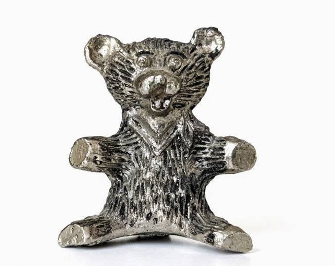 Vintage Tiny Teddy Bear Figurine | Pewter or Metal Miniature Teddy Bear ...