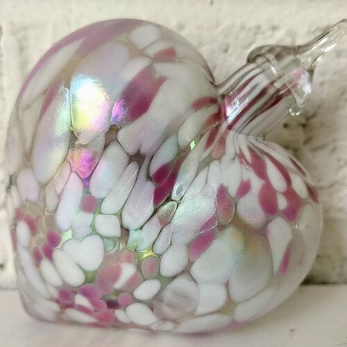 Ornamental Glass Heart Pink Glass. Hanging Glass Heart Small - Etsy