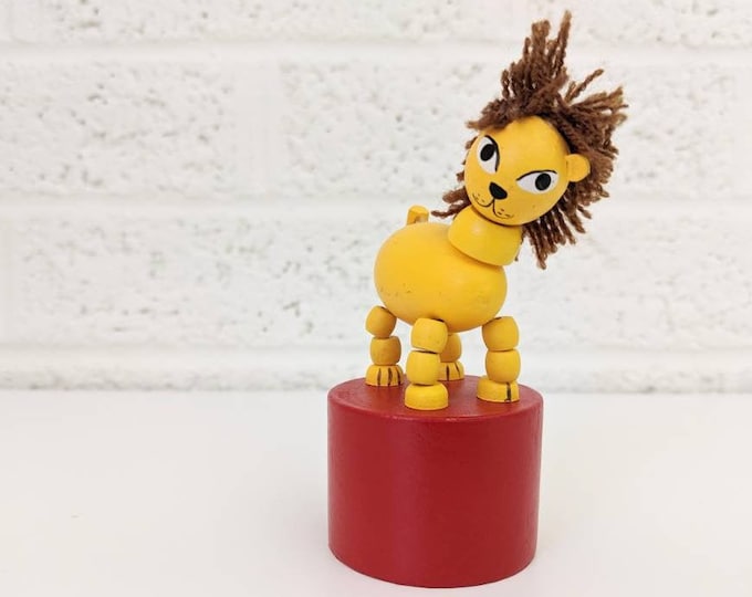 Vintage Wooden Lion Push Puppet | Dancing Lion Puppet - Etsy