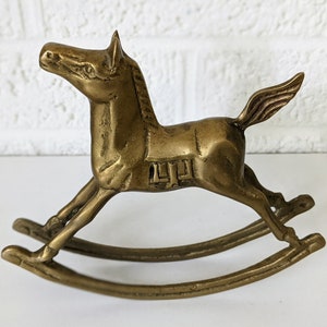 Vintage Brass Rocking Horse Figurine - Etsy