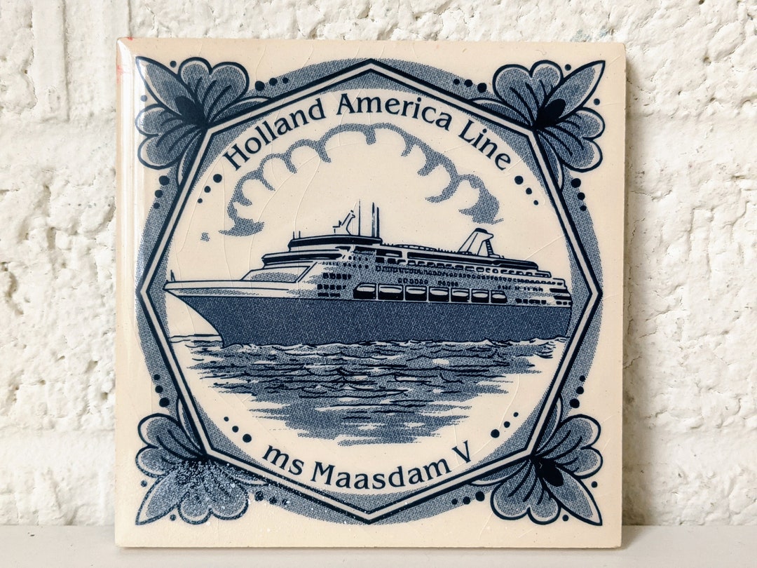 One Vintage Delft Blue Holland America Line Tile Coaster | Cruise Liner ...