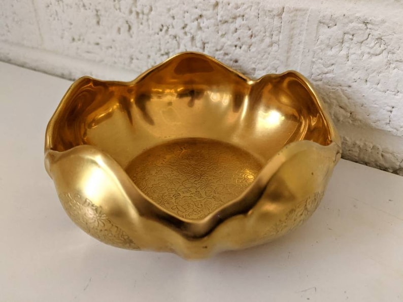 Small Vintage Pickard Gold Bowl Rose Daisy Tulip Petal - Etsy