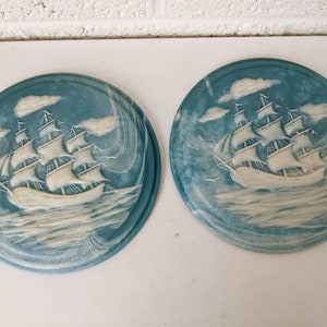 Vintage Incolay Wall Art | Ship Plaque | Designed and Signed by Robert ...