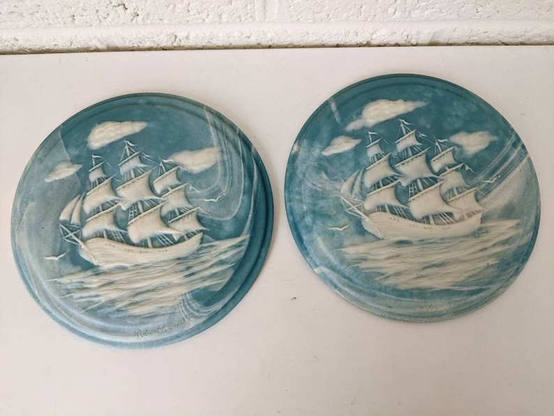 Vintage Incolay Wall Art | Ship Plaque | Designed and Signed by Robert ...