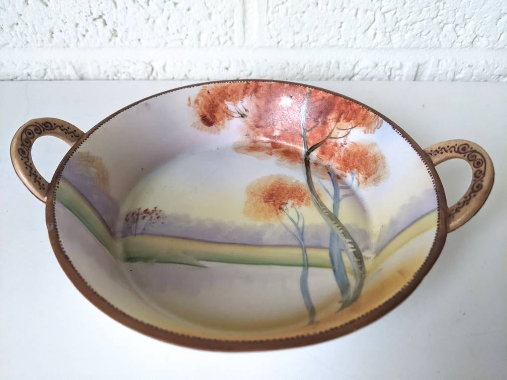 Vintage Hand Painted Nippon Japan Bowl With Two Handles - Etsy