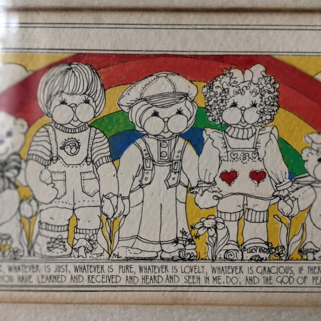 Artist Signed Lucy Rigg Drawing | Framed 80s Artwork | Philippians 4:8 ...