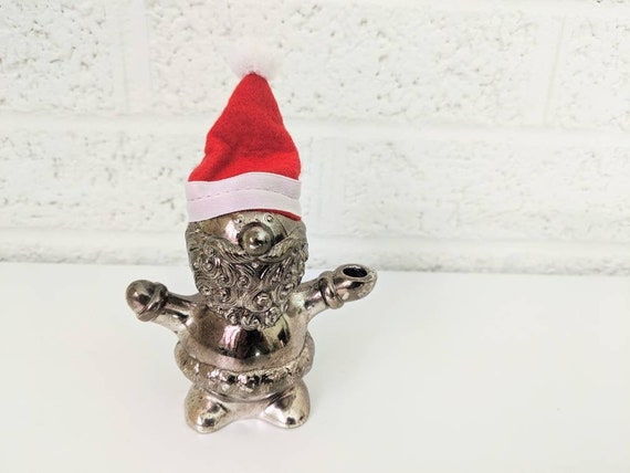 Vintage Rogers Silver Santa Figurine and Candleholder With Red | Etsy