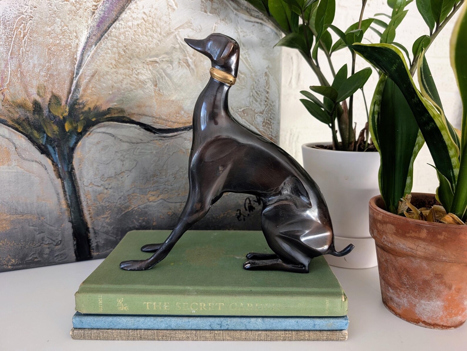 Vintage Bronze Dog Figurine | Whippet or Doberman | Abstract, Elegant ...