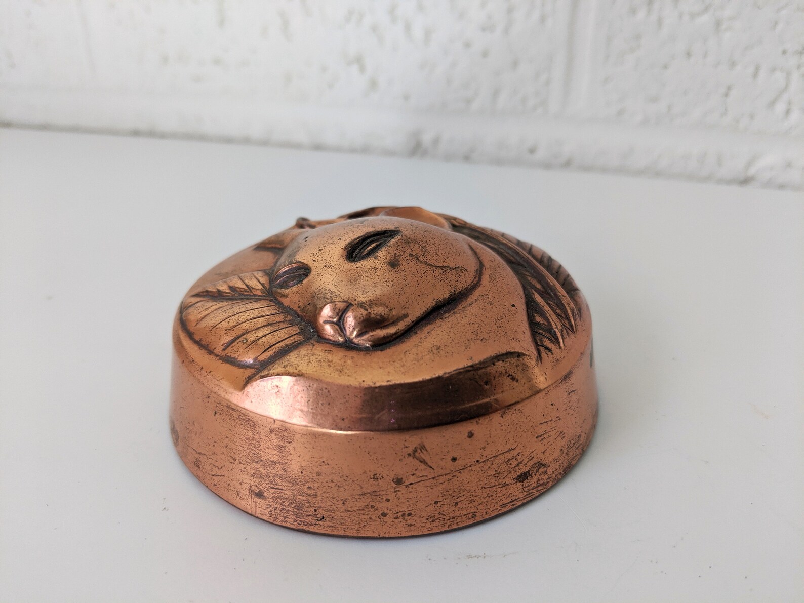 Vintage Copper Big Cat and Calla Lily Paperweight - Etsy