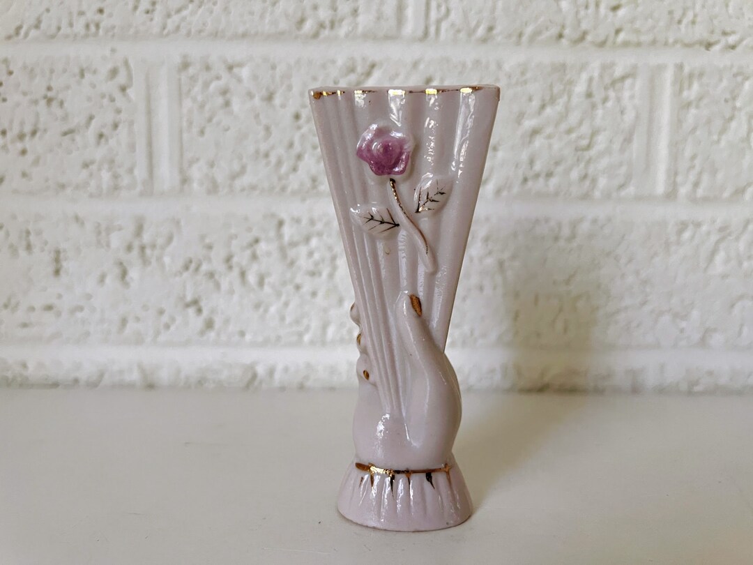 Vintage Bud Vase, Hand Holding Fan | Victorian Floral Vase - Etsy