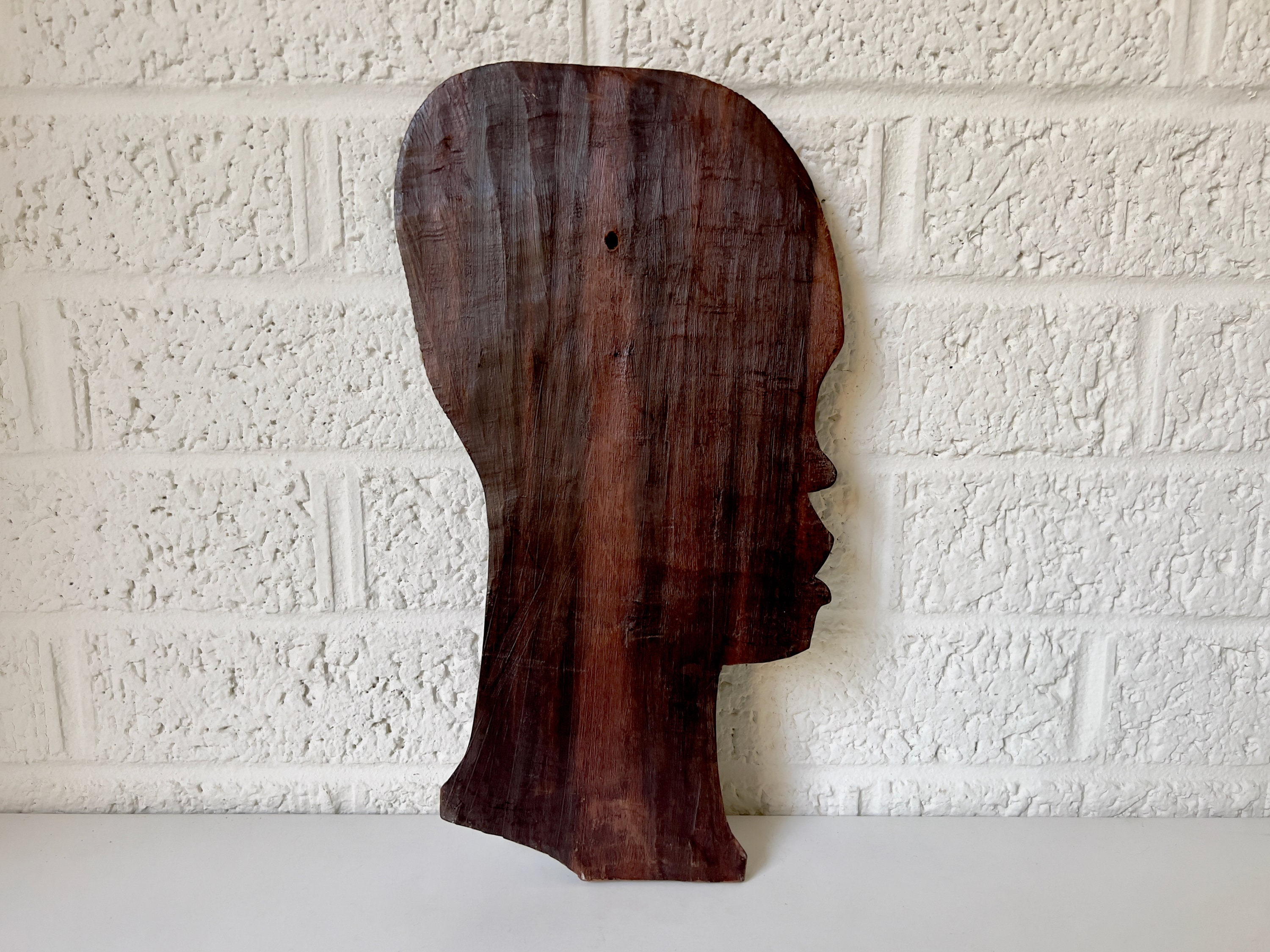 Vintage African Wood Face Carving, Hand Carved | Wall Art | Profile ...