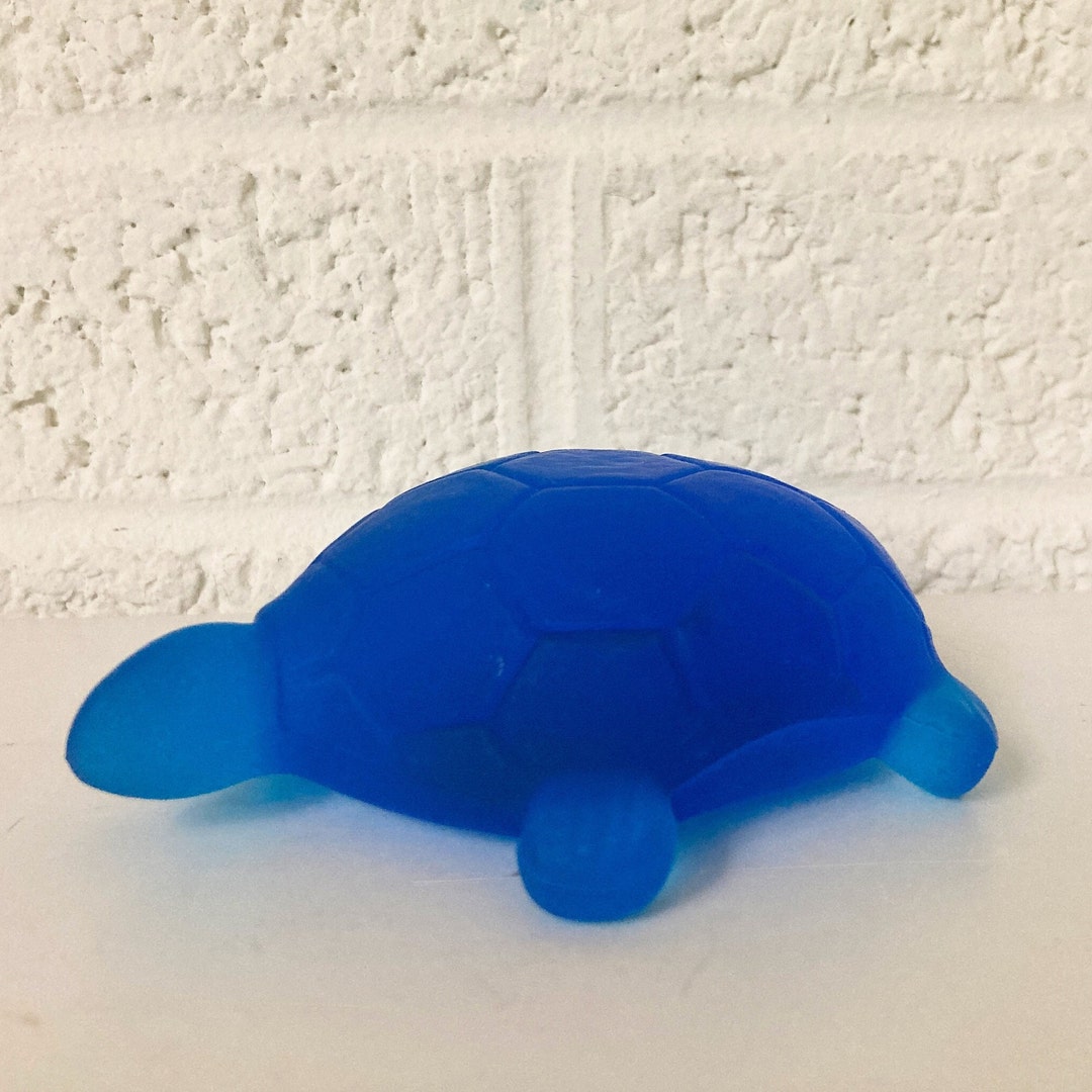 Vintage Satin Blue Glass Turtle Figurine or Paperweight - Etsy
