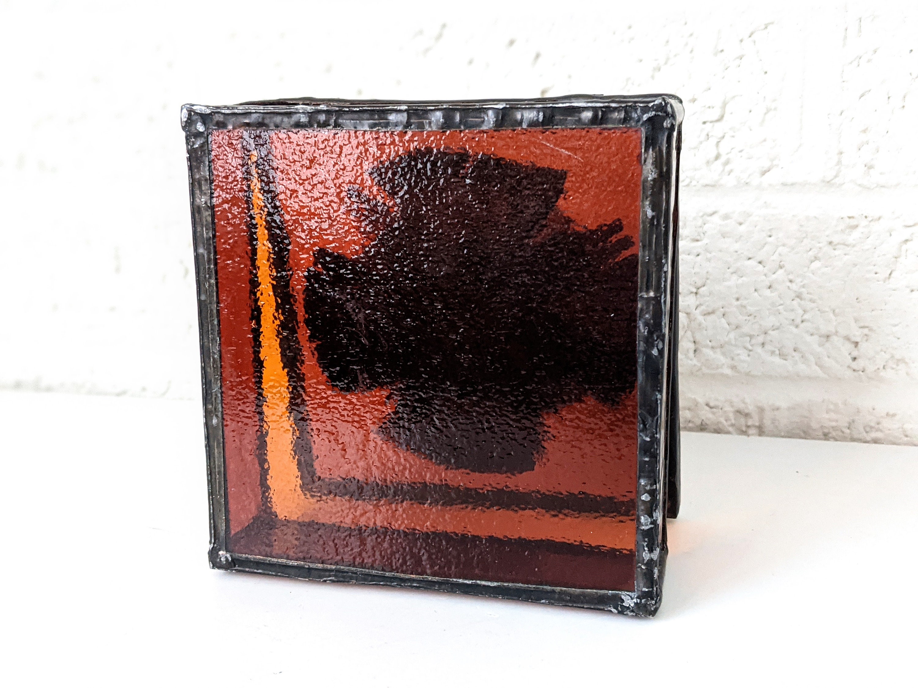 Vintage Leaded Glass Box | Feathers | Textured Glass Box | Trinket Box ...
