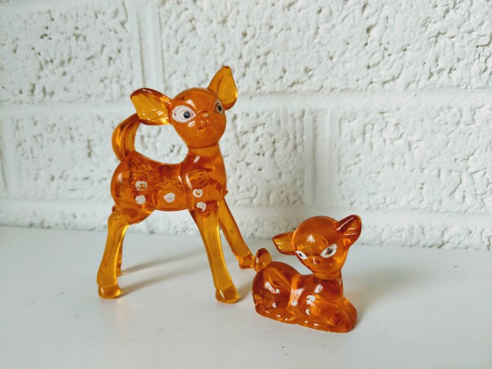 Vintage Acrylic or Lucite Deer Figurines Kitsch Spotted - Etsy