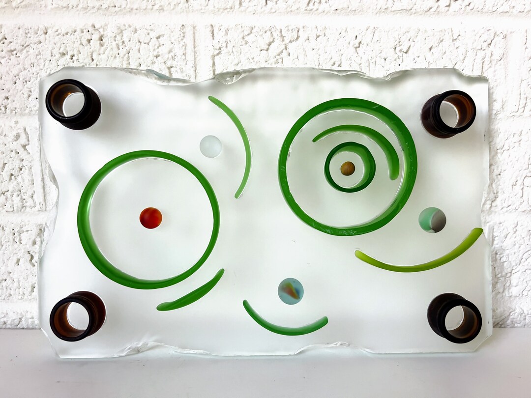 Vintage Fused Glass Tray Art Glass Tray With Swirls And Etsy