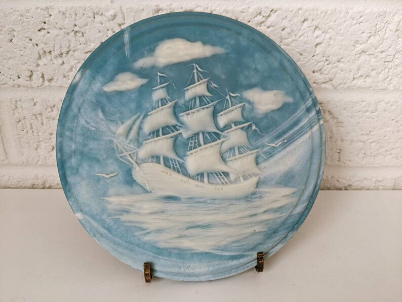 Vintage Incolay Wall Art | Ship Plaque | Designed and Signed by Robert ...