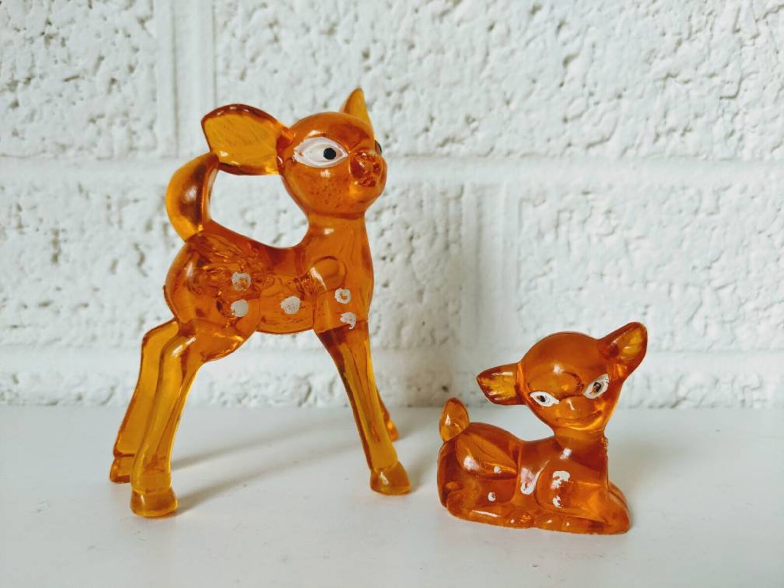 Vintage Acrylic or Lucite Deer Figurines Kitsch Spotted - Etsy