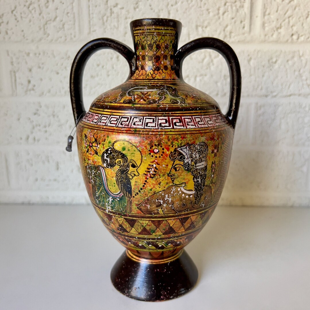 Vintage Corinthian Pottery Vase | Reproduction Pottery | Made in Greece ...