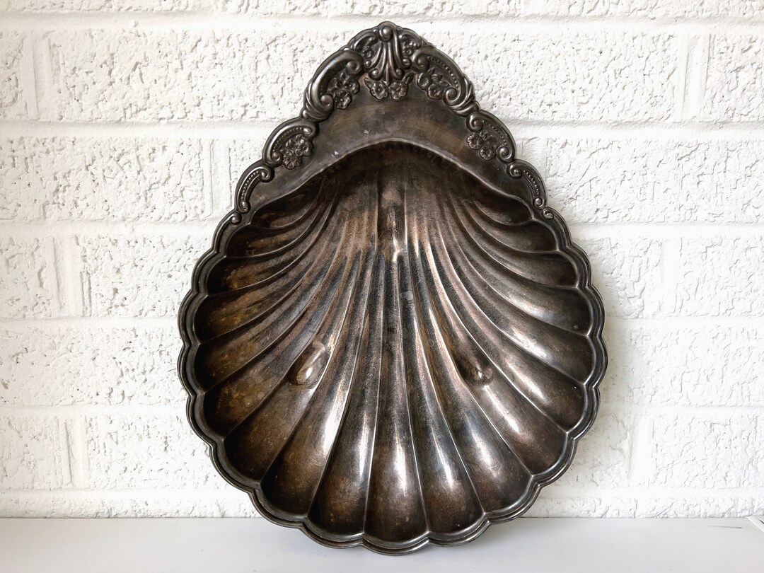 Vintage Silver Shell Serving Platter Dish - Etsy