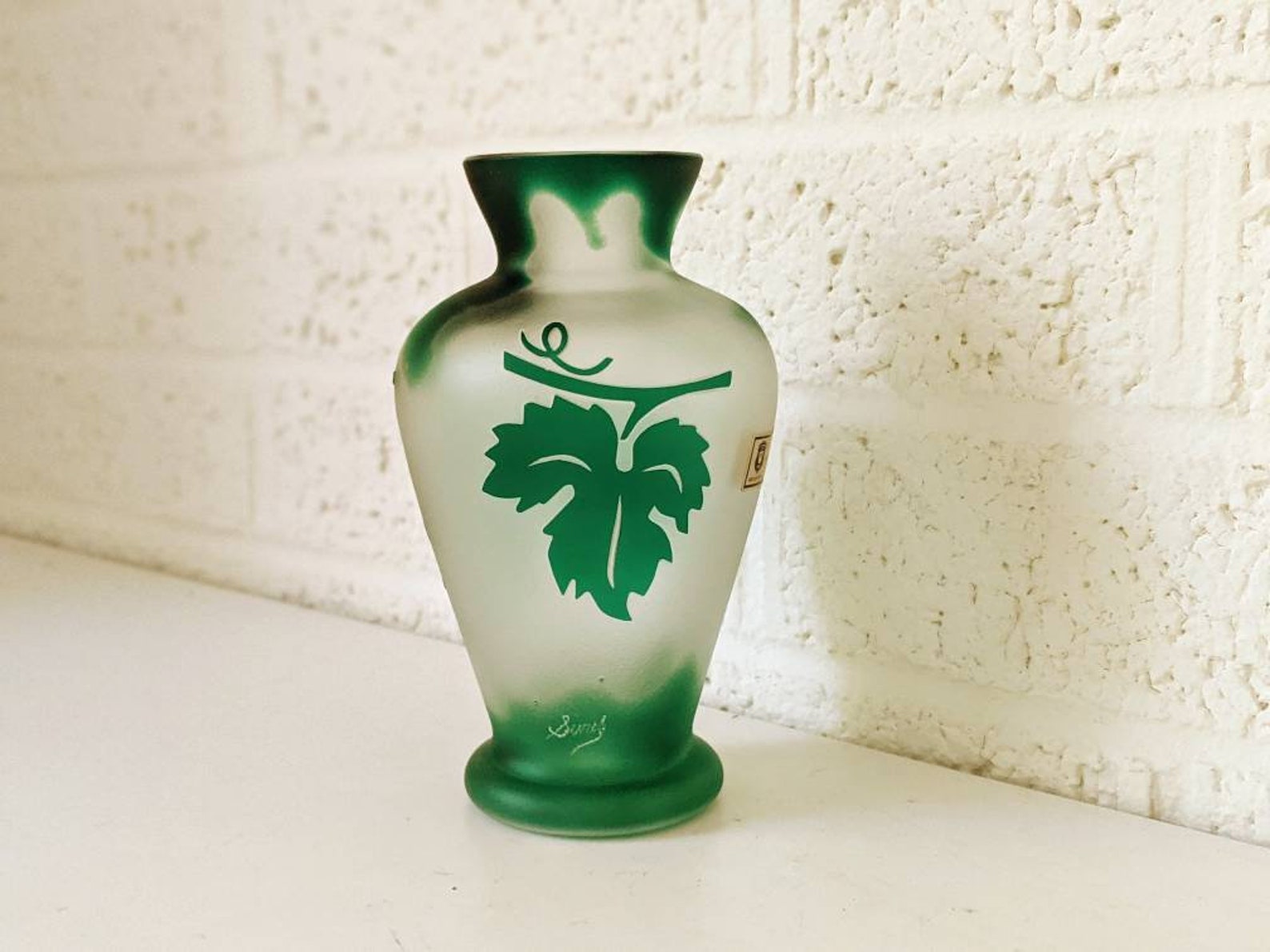 Vintage Bayel Cameo Glass Crystal Vase Grape Clusters and | Etsy