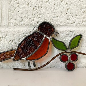 Vintage Robin Stained Glass Suncatcher | Stained, Leaded Glass Window ...