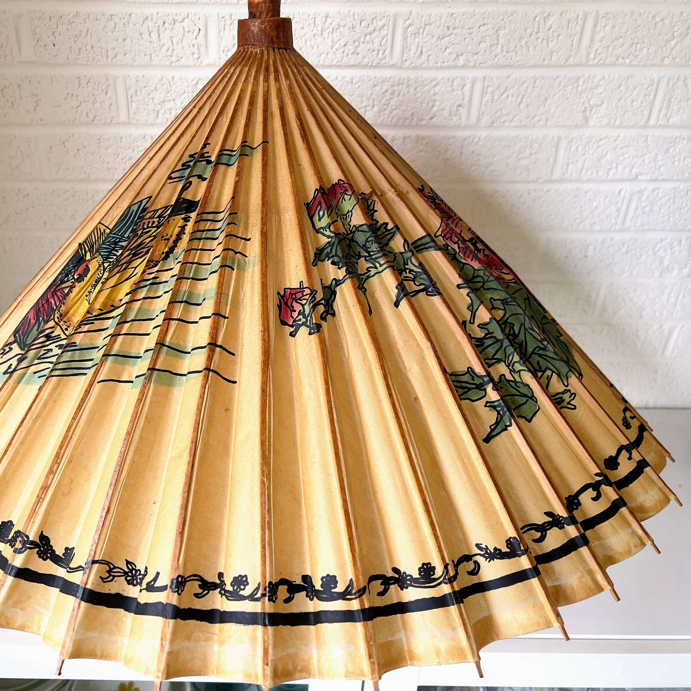 Vintage Asian Umbrella Parasol Paper Parasol Chinese Japanese Vintage Home Decor Collapsible Umbrella Etsy