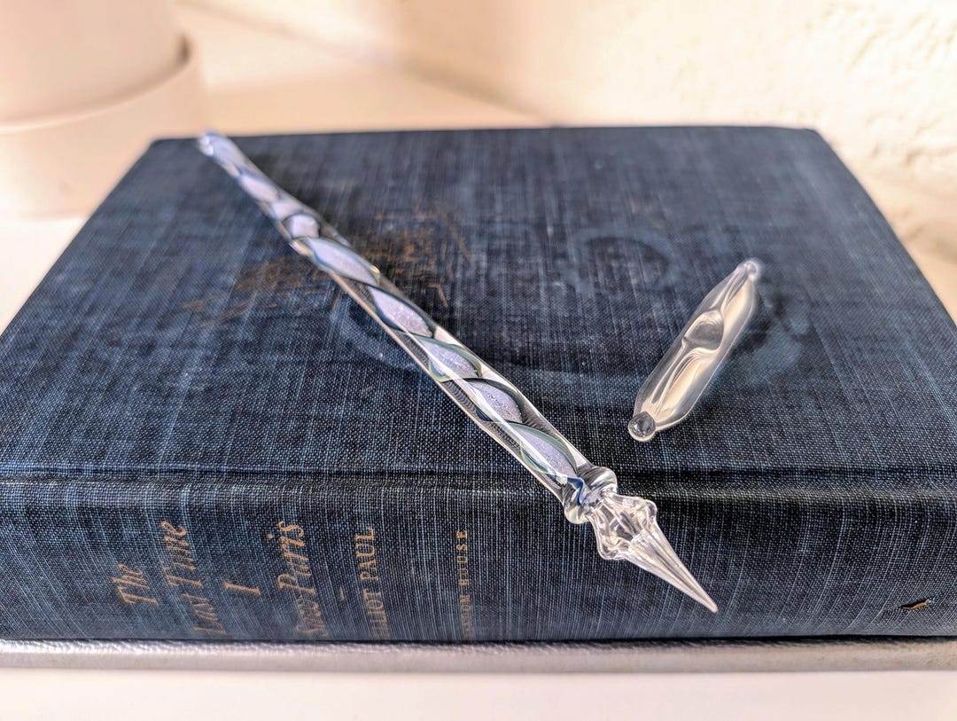 Vintage Glass Dip Pen and Glass Holder | Burnerwork Glass Pen - Etsy