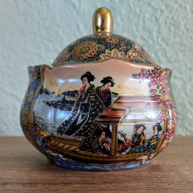 Vintage Japanese Satsuma Style Vase With Lid - Etsy
