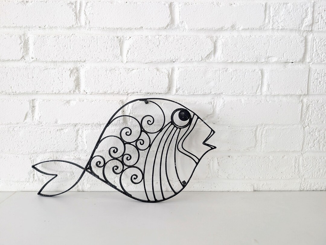 Vintage Large Scrolled Wrought Iron Fish Trivet | Midcentury Modern - Etsy