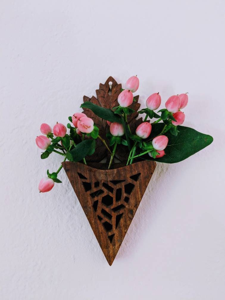 Vintage Wooden Wall Pocket Tree with Roots | Etsy