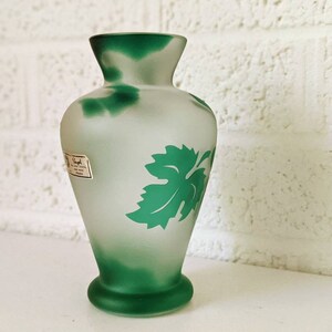 Vintage Bayel Cameo Glass Crystal Vase Grape Clusters and Leaves Signed ...