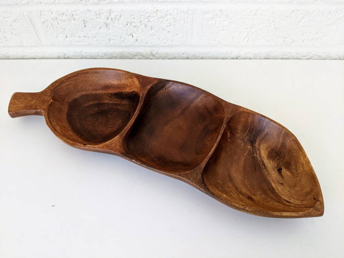 Vintage Monkey Pod Wood Tray Pea Pod Tray - Etsy