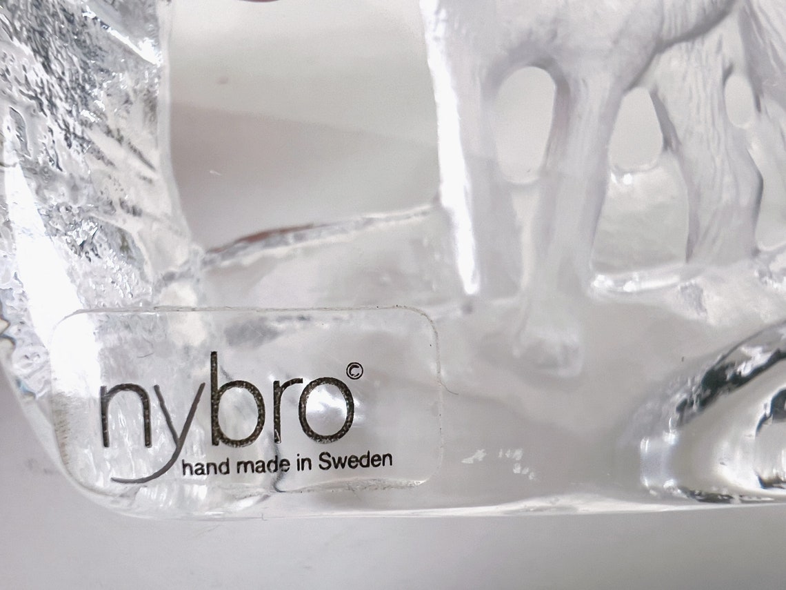 Vintage Nybro Sweden Lead Crystal Wolf Sculpture - Etsy