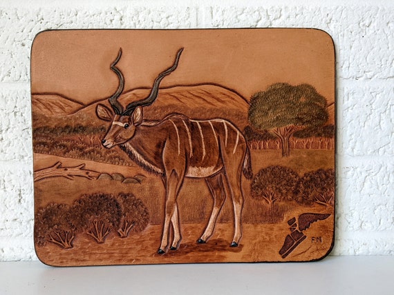 Vintage Hand Tooled Leather Art Felicity Mcnamara Eland or | Etsy