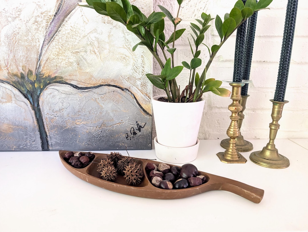 Vintage Monkey Pod Wood Divided Tray: Leaf/pea Pod Design - Etsy